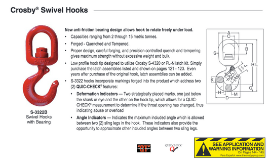 7 Ton Crosby® 3322B Anti-Friction Alloy Swivel Hook w/ Latch – Baremotion